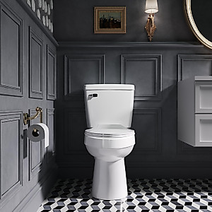 ELLAI Two Piece Elongated Toilets ADA Chair Comfort Height 16.5" Powerful Single Flush 1.28 GPF 12” Rough In with Side Trip Lever, White 28.3"x17.2“x31"