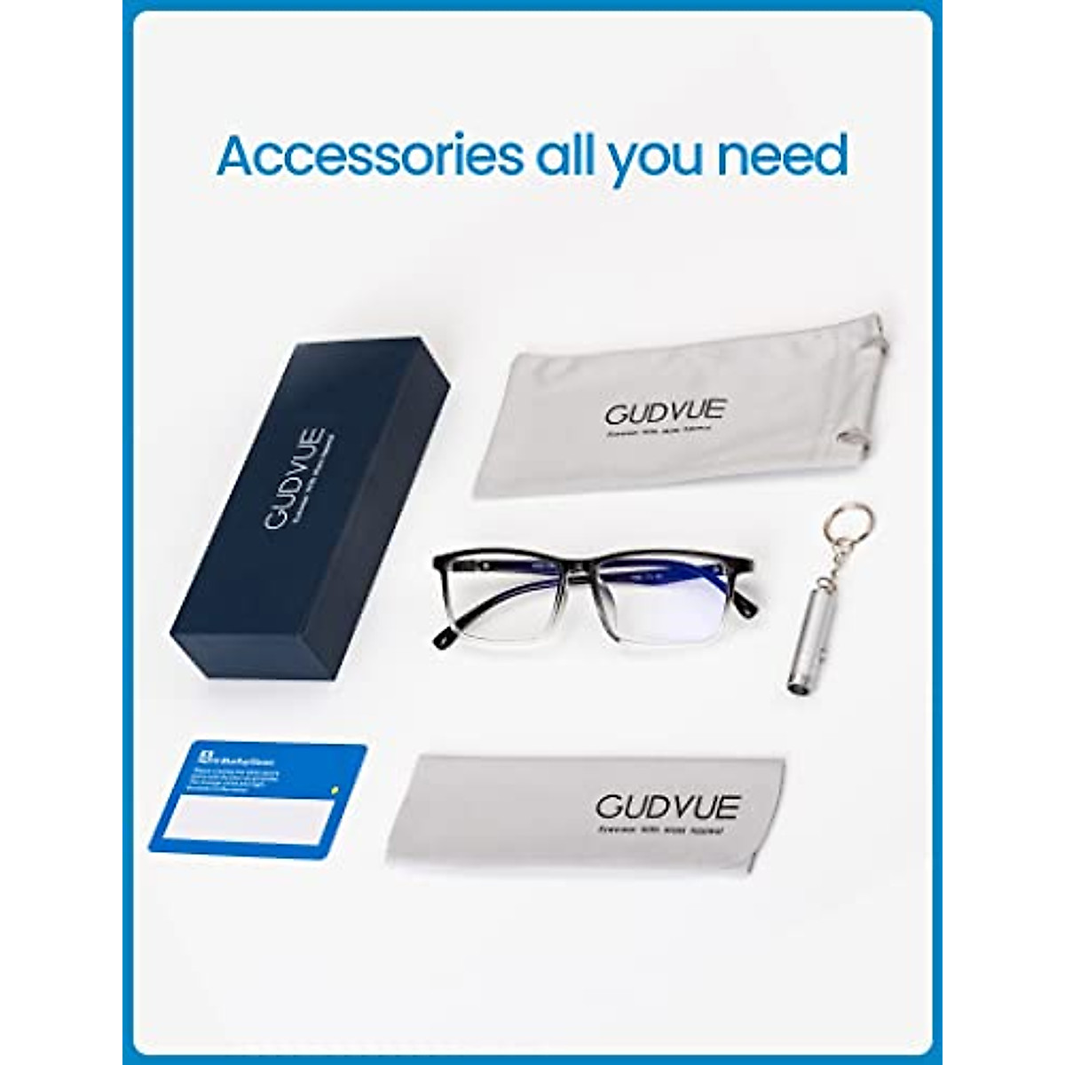 GUDVUE Blue Light Glasses for Men Rectangle Computer Glasses Gaming Eyeglasses, Black/Crystal PRO