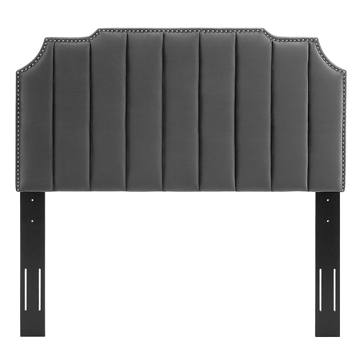Modway Rosalind Channel Tufted Performance Velvet Headboard, Twin, Charcoal