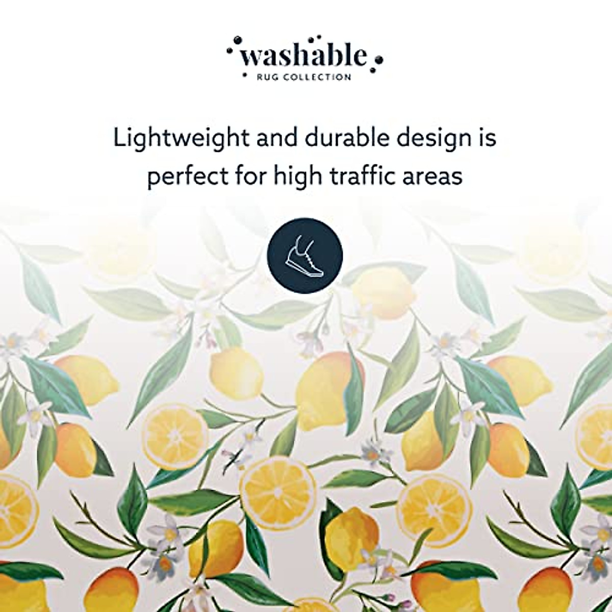 Linon The Anywhere Washable Rug Wesley Ivory/Yellow 3' X 5' Accent Rug