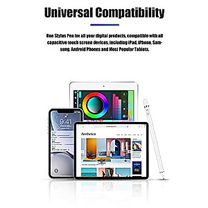 Active Stylus Pencil Compatible for Apple,Stylus Pens for Touch Screens, Capacitive Pencil for Kid Student Drawing, Writing,High Sensitivity,for Touch Screen Devices Tablet,Smartphone (White)