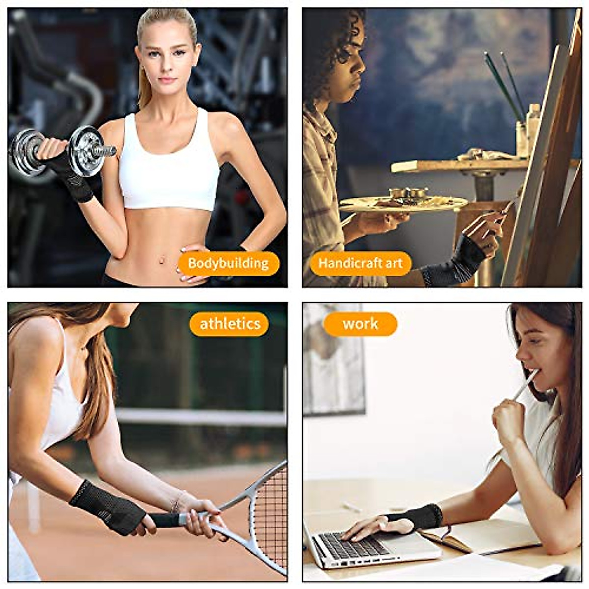 ABYON Wrist Compression Sleeves (Pair) for Carpal Tunnel and Pain Relief Treatment,Wrist Support for Women and Men.Breathable and Sweat-Absorbing carpal tunnel wrist brace