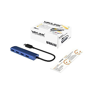 USB 3.0 4-Port Hub Adapter,WAVLINK Slim Aluminum Hub with 4 Port USB 3.0,Compatible with MacBook, Laptop, Surface Pro, PS4, PC, Flash Drive, Mobile HDD