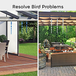 GROWNEER 15-inch Bird Repellent Reflective Scare Rods 12 Pack Large Spiral Bird Deterrents for Outdoor Garden Yard Keeps Woodpeckers and Birds Away Ornamental Spinner Control Device Silver