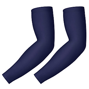 HDE Arm Compression Sleeves for Kids Basketball Shooting Sleeve - Youth Sports Football Baseball Softball Navy Blue - YS