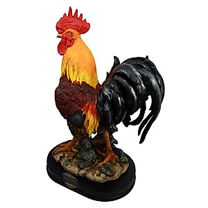 Ebros Large Decorative Rooster Chicken Statue 13.5" H Sunshine Crow Rural Country Barnyard Farm Animal Chicken Hen Kitchen Home Decor Sculpture Great for Farm Owners Nature Lovers