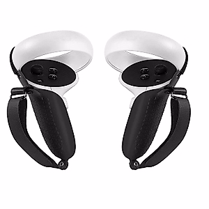 VR Front Face Silicone Protective Shell, Silicone Interfacial Cover, Touch Controller Grips Strap Cover Combination kit 3-in-1 for Meta/Oculus Quest 2 Accessories (Black)