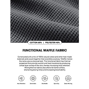 CQR Men's Long Sleeve Thermal Underwear Tops, Midweight Waffle Crewneck Shirt, Winter Cold Weather Thermal Shirts, 1 Piece of Top Dark Grey, XX-Large