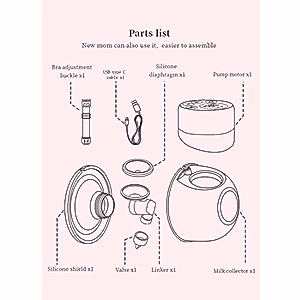 XIMYRA Breast Pumps, Double Wearable Breast Pump, Portable Hands Free Electric Breastpump Rechargeable Milk Extractor-24mm Flange with 2-21mm Inserts,2-19mm Inserts