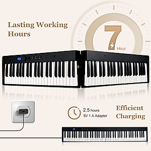 Costzon 88-Key Foldable Digital Piano Keyboard, Full Size Semi-Weighted Keyboard, Portable Electric Piano w/MIDI, Split Function, Sustain Pedal & Carrying Bag for Beginner (Black)