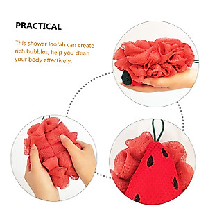 Lurrose 4pcs Exfoliating Cartoon Shower Bathing Watermelon Pouf Loofahs Ball Loofah Colorful Bath Funny Mesh Sponge for Fruit Adults Scrubber Balls Cute Wash Body Creative Red