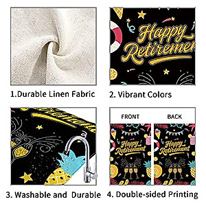 Happy Retirement Garden Flag, Retire Gift Grandparents Garden Banner Goodbye Tension Hello Pension Flag Yard Outdoor Decor, 12 x 18"