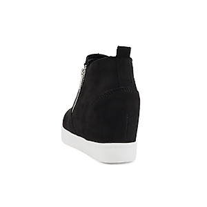 Soda Kids/Children/Girls Taylor-2 Hidden Wedge Booties Fashion Sneaker Shoes Side Zipper (Black Imit Suede, Numeric_2)