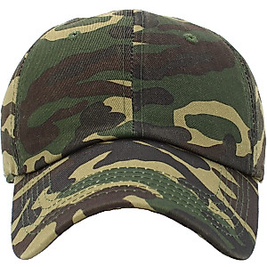 KB-LOW CAM Classic Cotton Dad Hat Adjustable Plain Cap. Polo Style Low Profile (Unstructured) (Classic) Camouflage Adjustable
