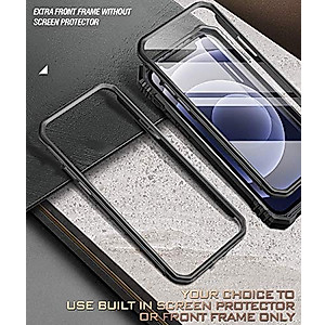 Poetic Revolution for iPhone 12 / iPhone 12 Pro Case 6.1 inch (2020 Release), Full-Body Rugged Dual-Layer Shockproof Protective Cover with Kickstand and Built-in-Screen Protector, Black