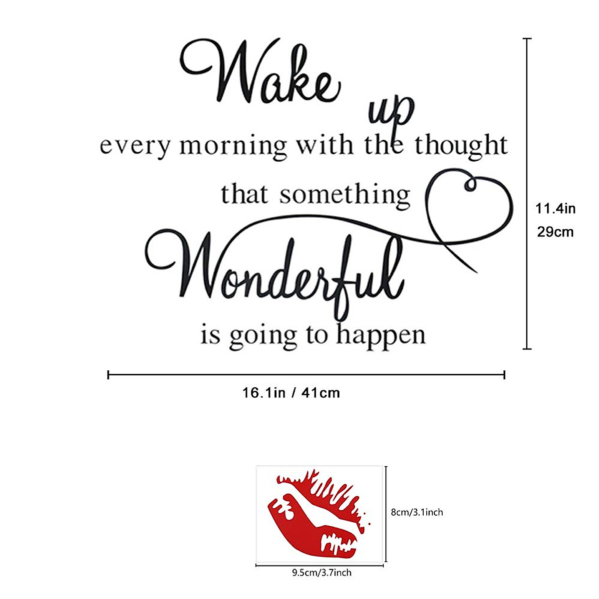 Wake Up Every Morning Wall Decal with Red Lip Sticker, Inspirational Quote Saying Wall Sticker, Vinyl Motivational Art Lettering Motto Decor, for Home Office Classroom Bedroom