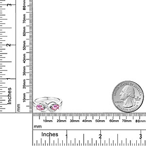 Gem Stone King 925 Sterling Silver 2-Stone Gemstone Birthstone and White Created Sapphire Infinity Promise Forever Love Knot Ring For Women | Oval 6X4MM | Available In Size 5, 6, 7, 8, 9