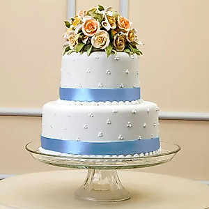 Sewhick 1 Inch x 50 Yards Solid Satin Ribbon Single Face Fabric Ribbons for Gift Wrapping Crafting Bows Bouquet Wedding Invitation Floral Arrangement Baby Shower, Light Blue