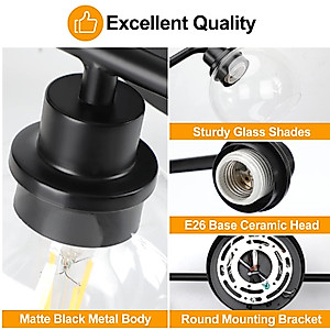 Bathroom Light Fixtures Black Vanity Light, 3 Light Modern Wall Sconces Lighting Bathroom Lights with Globe Clear Glass Shades, Bath Wall Lights Wall Lamp for Mirror Kitchen Living Room Hallway