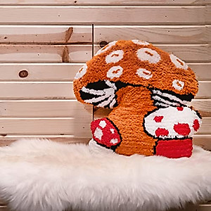 Lunar Sol Mushroom Pillow Boho Throw Pillow - Cute Stuff Soft Plushie Squishy Stuffed Pillows Aesthetic Indie Hippie Decor & Accessories for Bed, Car, Home - Fun Mushroom Decorations, 15" x 17"