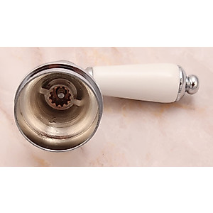 Fit Price Pfister Lever Porcelain Handles, Fit Pfister Compression Stems 12 Spline Connection, with Chrome Plated Trim - by PlumbUSA