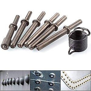 Heavy Duty 7 Pcs Air Hammer Rivet Bits, Abuff Pneumatic Air Rivet Hammer Set for Shank 0.401 Chisel/Air Hammer Rivet Sets Kit with Spring