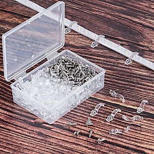 LED Strip Lights Clips Light Mounting Clips One Side LED Light Clips with Screws for 10 mm Wide Waterproof LED Strip Lights (200 Pack, Transparent)