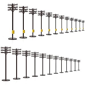 24pcs Model N Scale 1:160 Power Pole Telegraph Telephone Poles Railroad Diorama (Style A)