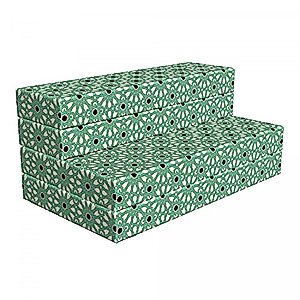 Ambesonne Moroccan Foldable Mattress, North Stars, 78.7" x 47.2", Sea Green Cream Black