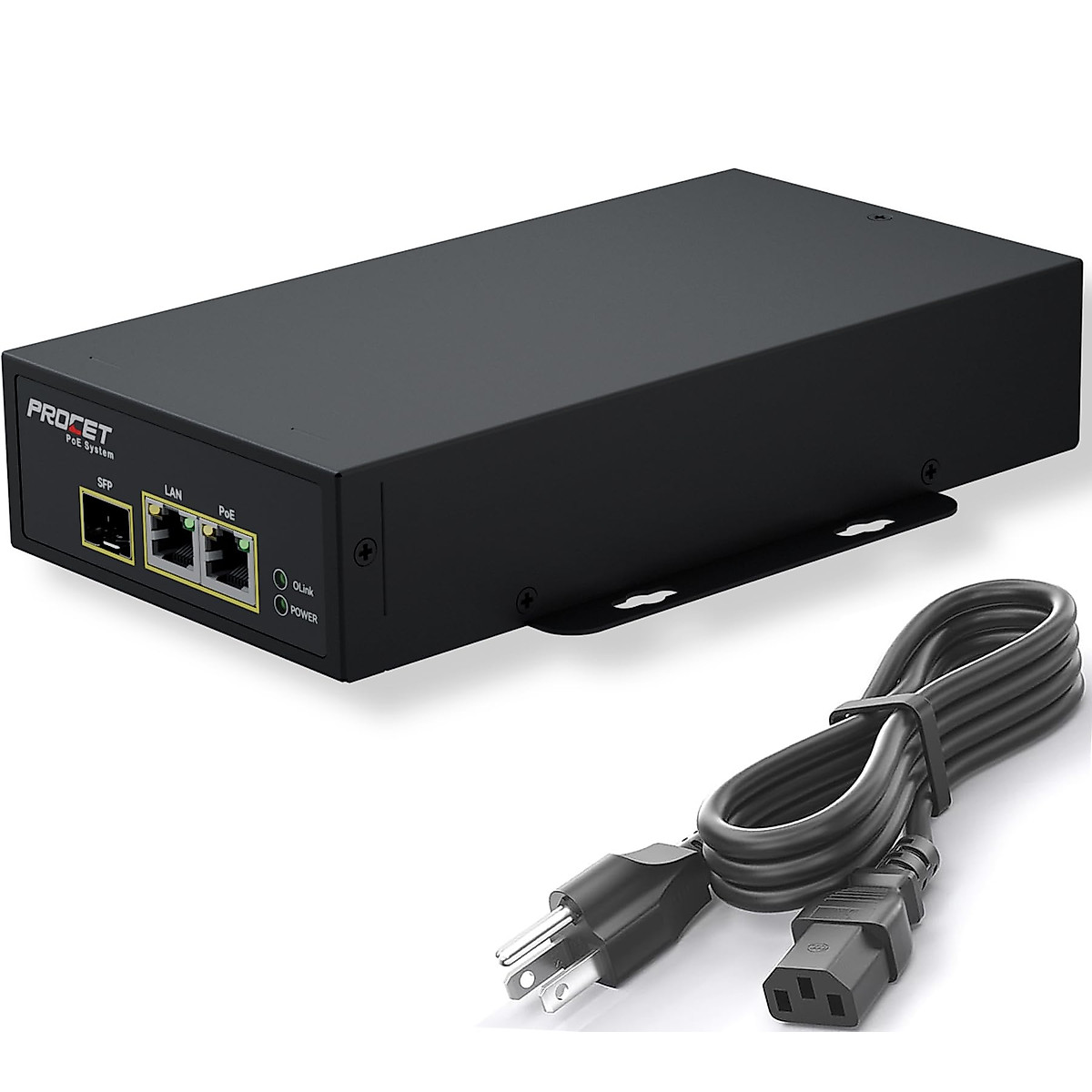 PROCET SFP Fiber PoE Injector SFP/Uplink PoE++ 95W Industrial PoE Power Supply, Gigabit IEEE802.3bt/ PoE++ Fiber Optic PoE Power Injector, Wide Temp -40℉ to 149℉, PT-PSE109GBRO-A-S