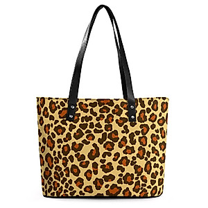 Womens Handbag Leopard Skin Texture Leather Tote Bag Top Handle Satchel Bags For Lady