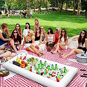Inflatable Serving Bar Salad Ice Tray Food Drink Containers - BBQ Picnic Pool Party Supplies Buffet Luau Cooler,with a Drain Plug