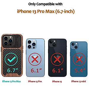 ZZDZZ Magnetic Case Compatible with iPhone 13 Pro Max Case [Compatible with MagSafe] Wood and Leather Carbon Fiber Design Hybrid Shockproof Phone Case (Black)