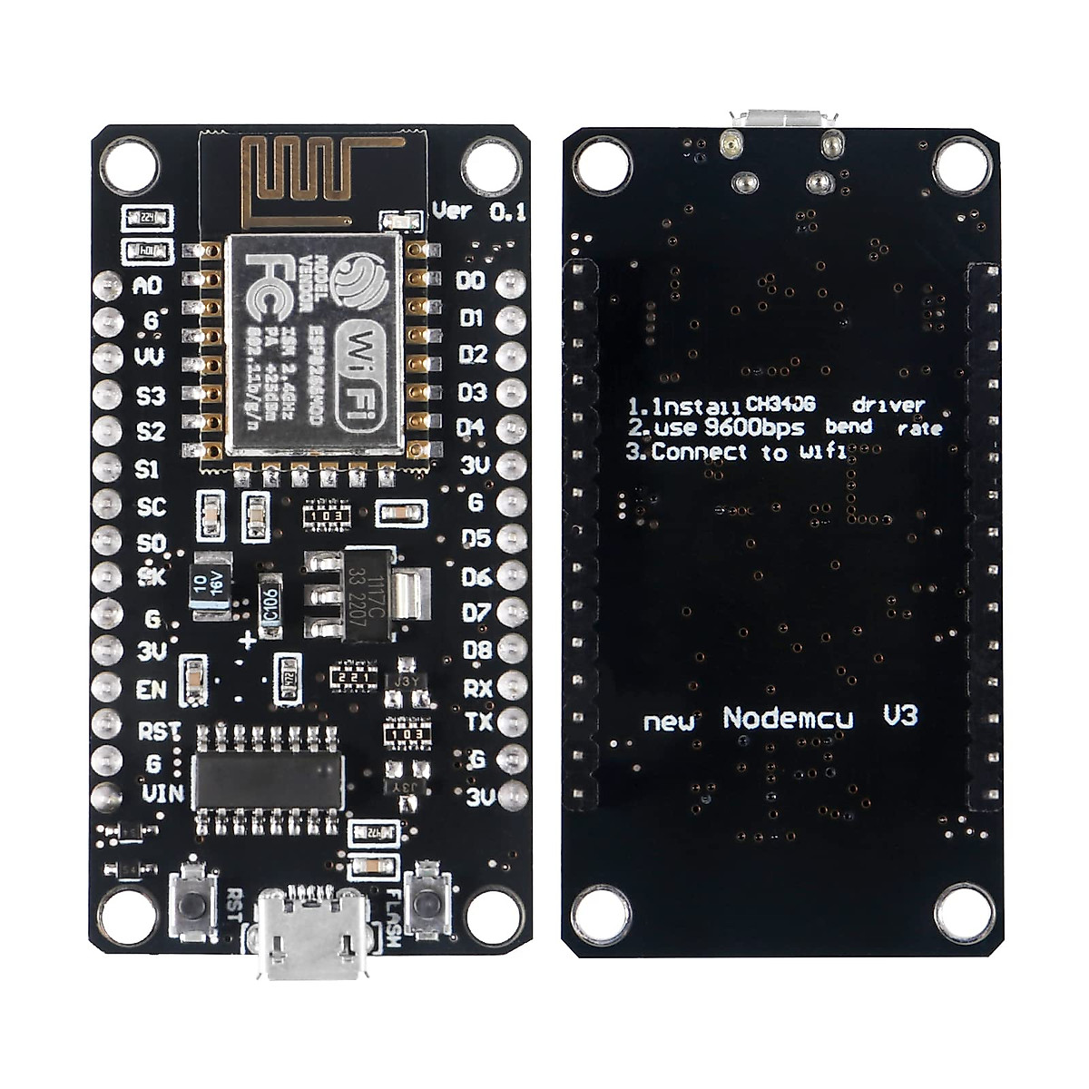 AITIAO 5Pcs ESP8266 NodeMCU LUA CH340 ESP-12E WiFi Internet Development Board 4M Flash Serial Wireless WiFi WLAN Module New Version Compatible with MicroPython