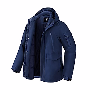 Pioneer Camp Men's Winter Coat Waterproof Fleece Lined Warm Winter Jacket with 9 Pockets Insulated Windproof Hooded Parka