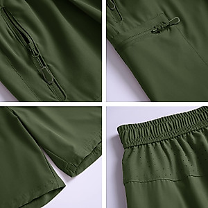 Men's Hiking Cargo Work Shorts Quick Dry Lightweight Fishing Athletic Running Workout Gym Shorts with 4 Pockets Army Green M