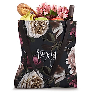 Roxy - Elegant Floral Rose & Peony Personalized Name Tote Bag