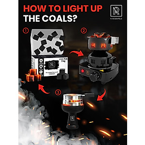 Hookah Coals Coconut Hookah Charcoal – 200 Count & 3 KG (6.6 lbs) – Value Pack Premium Quality 25mm (1x1x1 in) – 100% Natural Coconut Coals for Hookah Cubes – NOT Quick Light Charcoal Coco