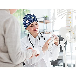 Adjustable Working Caps,Man Women Working Caps,Bouffant Hats with Buttons,Head Cover Working Caps