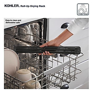 Kohler 28929-CHR Roll, Sink Kitchen Mat, Foldable Dish Drying Rack, Charcoal