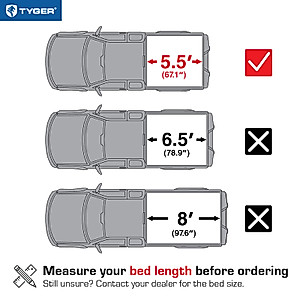 Tyger Auto T1 Soft Roll Up Truck Bed Tonneau Cover Compatible with 2015-2020 Ford F-150 | Styleside 5.5' Bed | TG-BC1F9029, Black