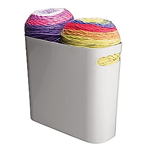 mDesign Plastic Small Trash Can, 1.5 Gallon/5.7-Liter Wastebasket, Narrow Garbage Bin with Handles for Bathroom, Laundry, Home Office - Holds Waste, Recycling, 10" High - Aura Collection - Gray