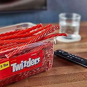 TWIZZLERS Twists Strawberry Flavored Chewy, Low Fat Snack Candy Bulk Container, 5 lb
