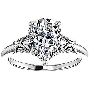 Moissanite World 1 CT Pear Colorless Moissanite Engagement Ring for Women/Her, Wedding Bridal Ring Set, Eternity Sterling Silver Solid Gold Diamond Solitaire 5-Prong Set for Her (9)