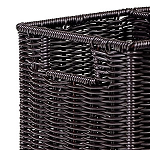 14.5" Plastic Wicker Storage Stair Basket With Handles by Trademark Innovations