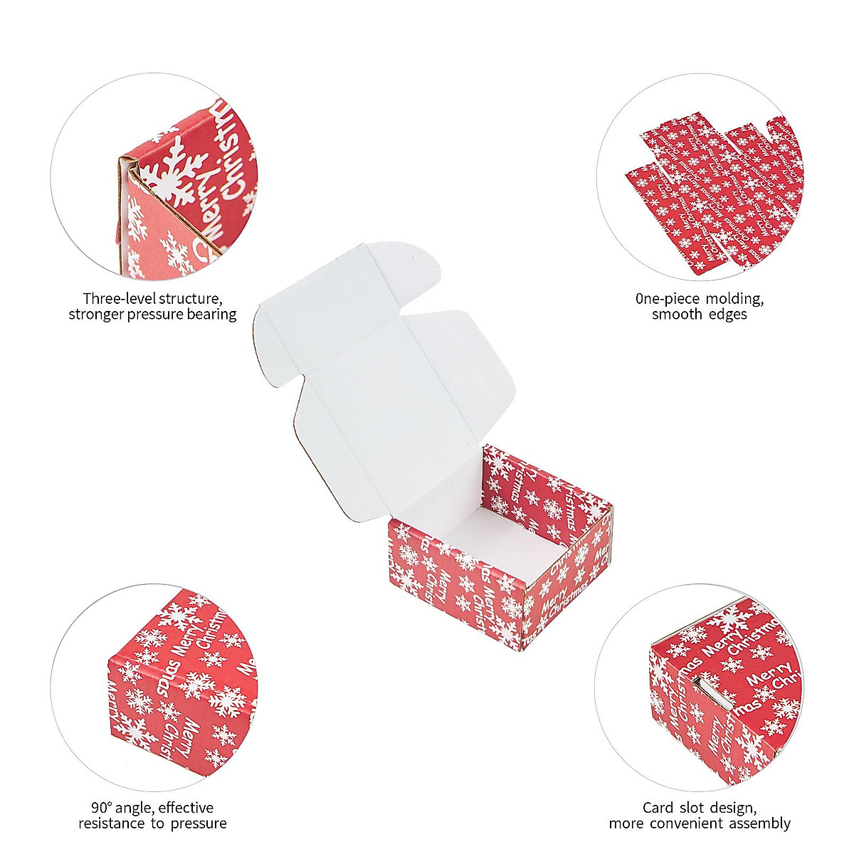 SNcek 4x4x2 Inch Small Christmas Gift Boxes, 24 Pack Christmas Shipping Boxes, Corrugated Cardboard Shipping Boxes for Small Business