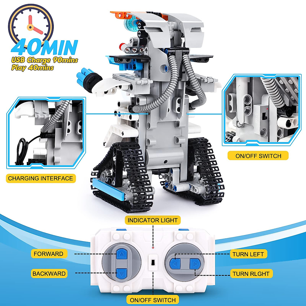 STEM Projects for Kids Ages 8-12, Remote APP Controlled Robot Building Kit Educational Birthday Gifts for Boys Girls-358 Pieces
