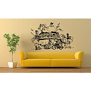 Wall Vinyl Sticker Cartoon Bus Fantasy Dragon Children Kids Room Mural Decal Art Decor LP2098