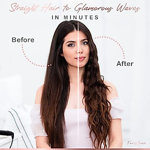 3 Barrel Curling Iron Wand - Triple Hair Waver & Crimper for Beach Waves Set, Ceramic Tourmaline with Adjustable Temperature - Beach Waver, Pink