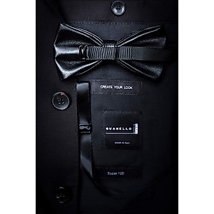 RBOCOTT Leather Feather Handmade Pre-tied Bow tie and Brooch Sets for Men(2)